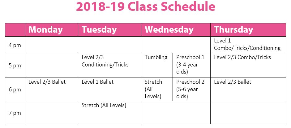 *Class Schedule – AthElite Dance